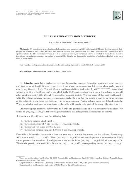 Pdf Multi Alternating Sign Matrices