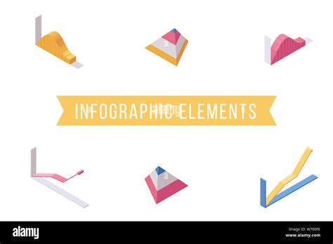 Infographic Elements Flat Isometric Illustrations Set Various Economic