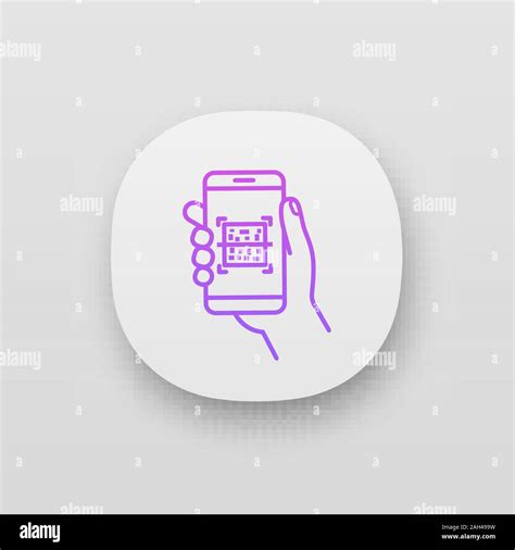 QR Code Scanner Smartphone App Icon UI UX User Interface Matrix Barcode Scanning D Code