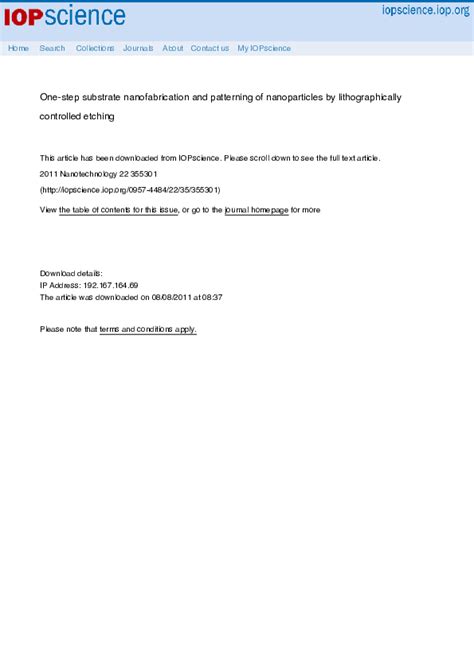 Pdf One Step Substrate Nanofabrication And Patterning Of Nanoparticles By Lithographically