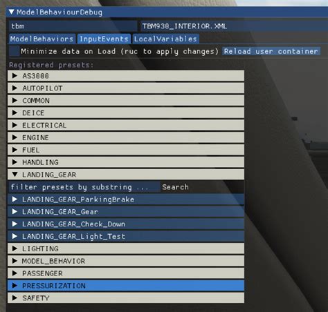 uncovering input events using the msfs2020 model behavior dialog bad