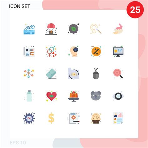 25 Thematic Vector Flat Colors And Editable Symbols Of Clean Ear Shopping Buds Vegan Editable