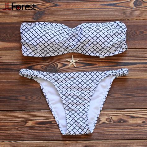 Jlforest Knitting Braided Rope Bandage Bikini Set Strapless Bandeau