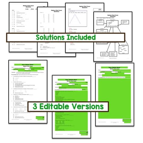 Python Final Exam For Beginners Editable Legal Size Resource Package