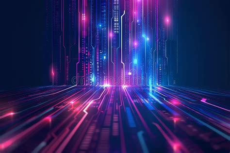 Abstract Glowing Lines And Digital Code Create A Futuristic And