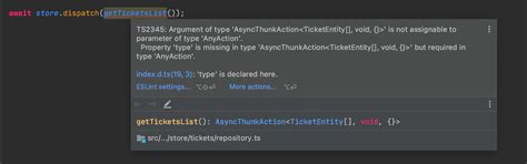 Property Type Is Missing In Type Asyncthunkaction But Required In