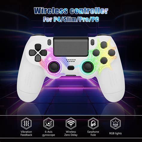 Ps4 Wireless Controller With Rgb Light Usb Cable Dual Vibration 6 Axis Motion Control 3 5mm