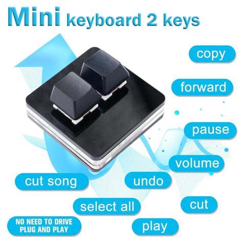 Black 2 Key Keypad Mini Keyboard Copy And Paste Custom One Key Mechanical Shortcut Password Keys