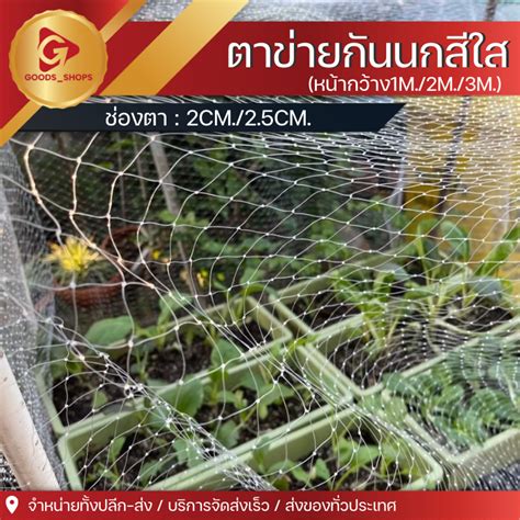 ตาข่ายดักนก ตาข่ายกันนกสีใส ตาข่ายดักนก หน้ากว้าง1m 2m 3m ช่องตา 2cm 2 5cm ตาข่ายเอ็นสีใส