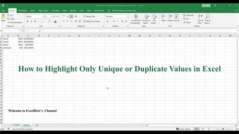 How To Highlight Only Unique Or Duplicate Values In Excel Youtube