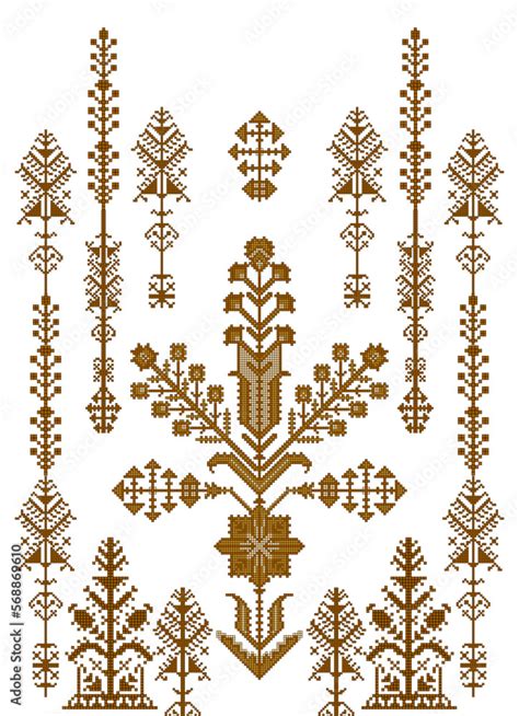 Cross Stitch Seamless Border And Pattern For Digital Pattern And Wallpaper Decoration Stock