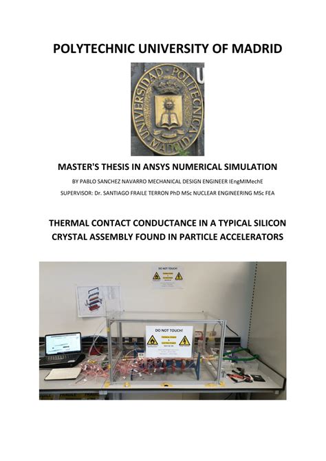 Pdf Masters Thesis In Ansys Numerical Simulation Thermal Contact Conductance In A Typical