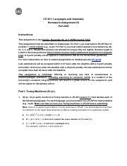 CS 301 Homework Assignment 04 Pdf CS 301 Languages And Automata Homework Assignment 04 Fall