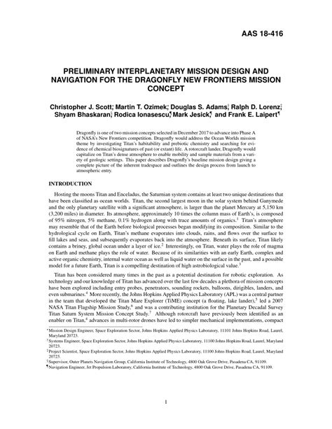 PDF Preliminary Interplanetary Mission Design And Navigation For The Dragonfly New Frontiers