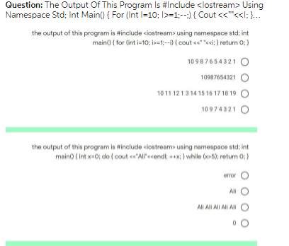 Solved The Output Of This Program Is Include Using Namespace Std