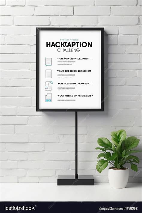 Premium Photo Tech Hackathon Coding Challenge Rules Signage Mockup With Blank White Empty