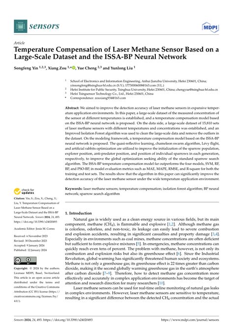 Pdf Temperature Compensation Of Laser Methane Sensor Based On A Large Scale Dataset And The