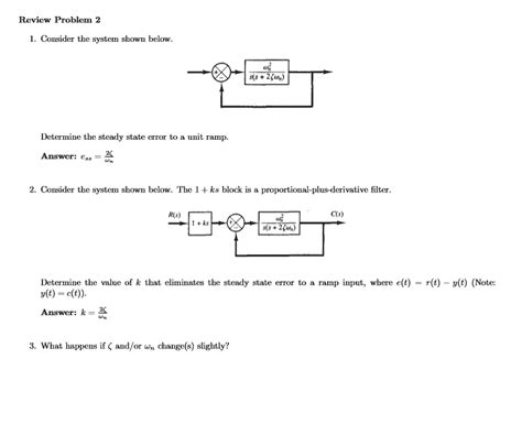 Review Problem 2 1 Consider The System Shown Below Determine The