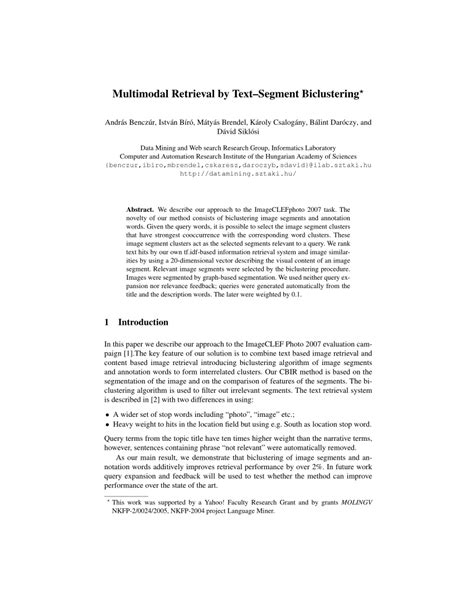 Pdf Multimodal Retrieval By Textsegment Biclustering
