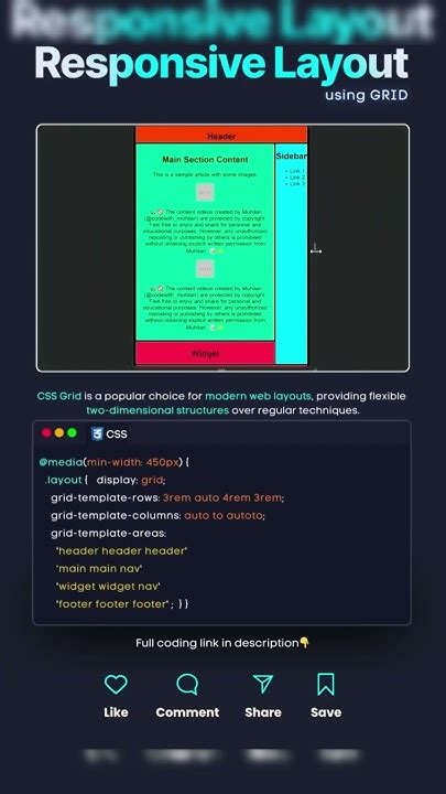 📐 Design A Responsive Layout Using Css Grid 💻🎨shorts Shortvideo