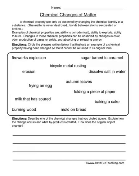 High Quality Chemical Reactions Worksheets For Teaching With Ease The
