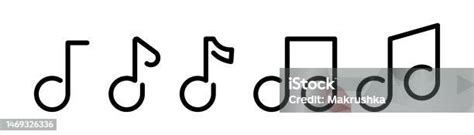 음악 아이콘 세트입니다 개요 음악 노트 기호입니다 표기법 기호 검은색의 선형 음악 노트 멜로디 기호 세트입니다 윤곽선 표기법 키 아이콘입니다 스톡 벡터 일러스트 레이 션