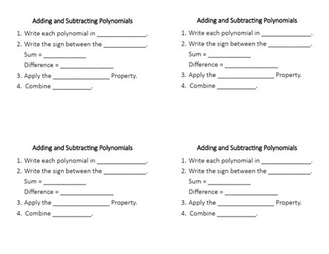 Adding And Subtracting Polynomials Notes Pdf