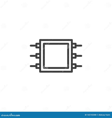 Computer Chip Line Icon Stock Vector Illustration Of Perfect 165743308