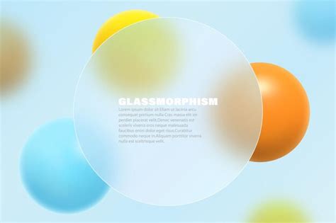 bannière ronde avec effet de superposition de verre avec des boules 3d dans le style du