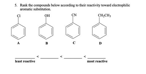 Solved 5 Rank The Compounds Below According To Their Reactivity Toward Electrophilic Aromatic
