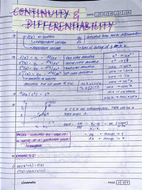Continuity And Differentiability Notes Pdf