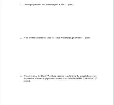 Solved Define Polymorphic And Monomorphic Alleles What Are