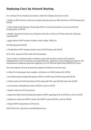 Deploying Cisco Sp Network Routing PDF Computer Networking Computing