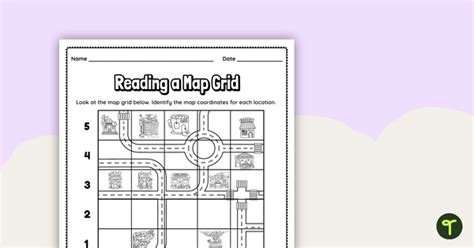 Reading A Map Grid Worksheet Teach Starter