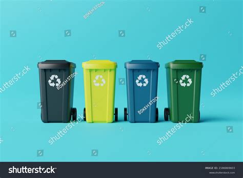 Waste Bins Segregation Wastepaper Basket Different Stock Illustration