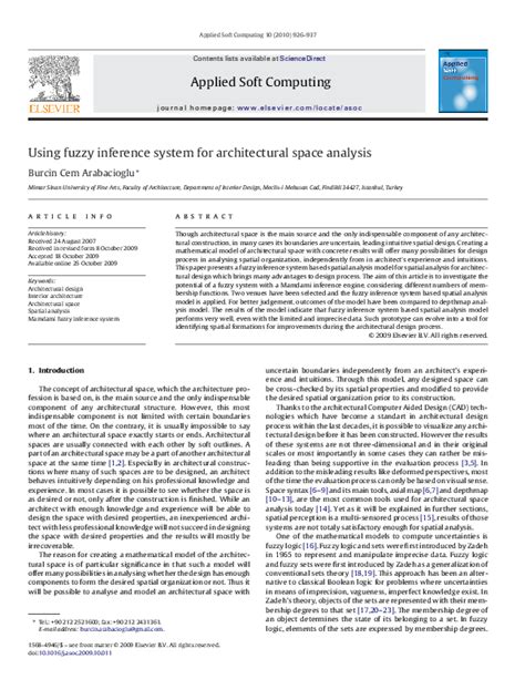 Pdf Using Fuzzy Inference System For Architectural Space Analysis