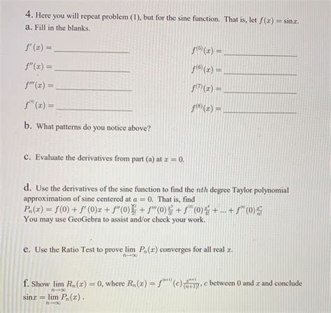 Solved Here You Will Repeat Problem But For The Sine Chegg Com