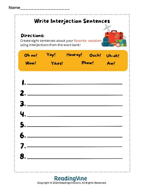 Interjection Worksheets Readingvine