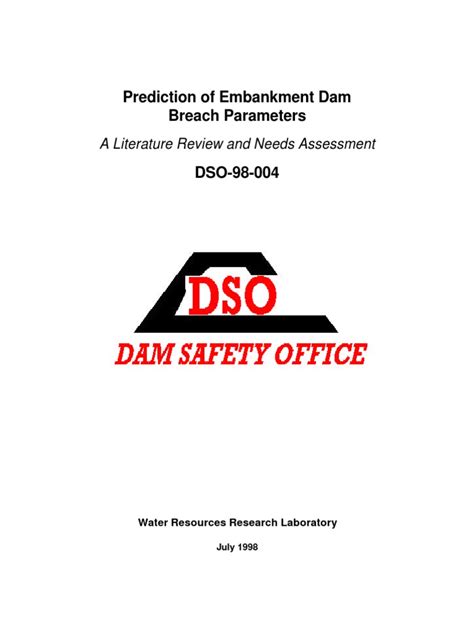 Prediction Of Embankment Dam Breach Parameters Usbr 1998 Pdf Flood Dam
