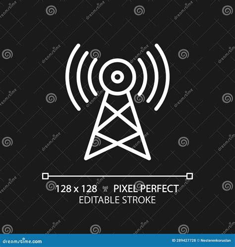 2d Customizable Thin Linear White Satellite Tower Icon Stock