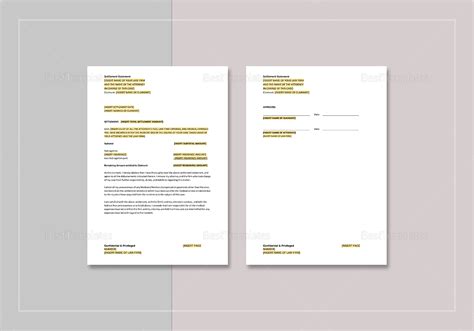 Settlement Statement Template In Word Google Docs Apple Pages