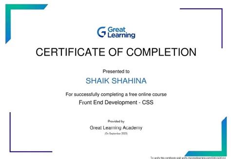 Shahina Shaik On Linkedin Frontenddevelopment Css Certification Greatlearningacademy