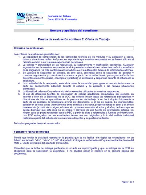 Pec 2 Enunciado Pdf Salario Teoría