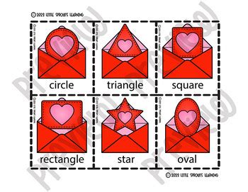 Valentine Card Shape Matching File Folder Game By Babe Sprouts Learning