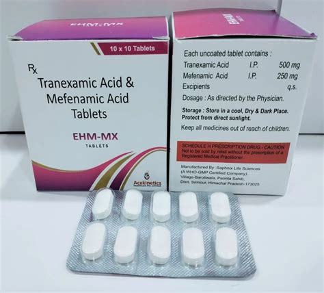 500mg Tranexamic Acid And Mefenamic Acid Tablet 10 10 Tablets At ₹ 3000 Box In Barwala