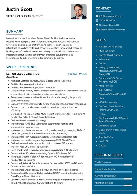 Senior Cloud Architect Cv Example In 2025 Resumekraft