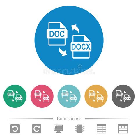 Doc Docx File Conversion Round Flat Multi Colored Icons Stock Vector