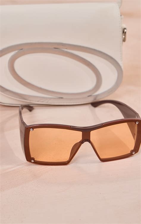 Brown Oversized Thick Arm Squared Sunglasses Accessories Plt