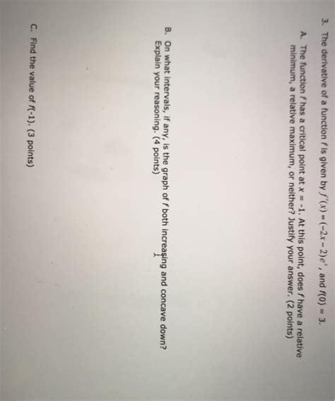 solved 3 the derivative of a function fis given by