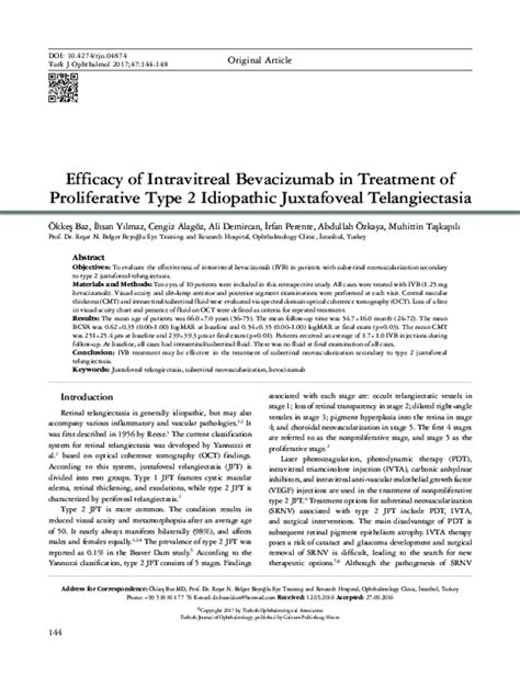 Pdf Efficacy Of Intravitreal Bevacizumab In Treatment Of Proliferative Type 2 Idiopathic